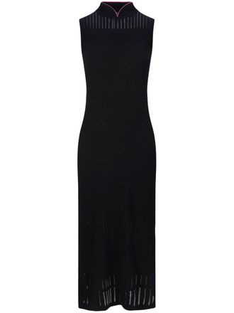 Shanghai Tang robe mi-longue &agrave; design nervur&eacute; - Noir