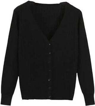 Generic Cardigan tricot&eacute; tendance &agrave; col en V et manches longues pour femme, noir, Taille XL