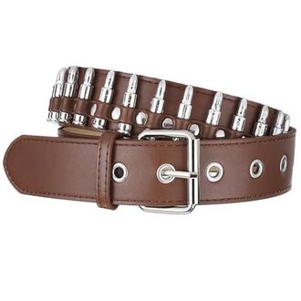 Generic Ceinture en cuir &agrave; oeillets pour femme - Ceinture punk r&eacute;glable pour femme - Ceinture punk en cuir avec boucle r&eacute;glable - Pour bo&icirc;te de nuit, quotidie