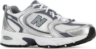 New Balance Two-Tone Mesh and Synthetic Leather Sneaker - Silver