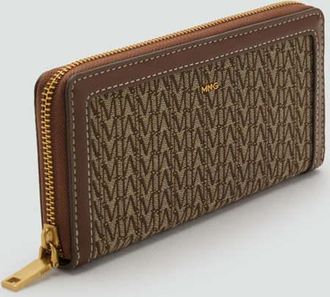 Mango Gro&szlig;e Geldb&ouml;rse mit Logo-Jacquard schokolade - Damen - Einheitsgr&ouml;&szlig;e - MANGO