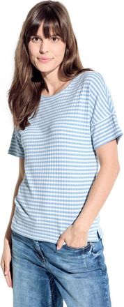 Cecil Damen B321298 Gestreiftes T-Shirt, Soft Light Blue, X-Large