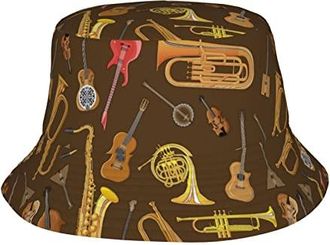 Generic Personnalisé Chapeau de Pêcheur Modèle dinstrument de Musique Trompette Chapeaux de Soleil de Plage Mode Bobs Homme pour Plage Outdoor Filles