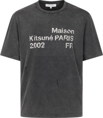 Maison Kitsun&eacute; Homme, Tops, Noir, Taille: XS 2002 Faded Comfort Tee-Shirt
