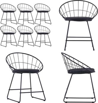 vidaXL Vidaxl - Chaises à manger similicuir lot de 6 noir acier - Chaise à Manger - Chaise De Cuisine - Set De Chaises - Chaises Noires - Chaises