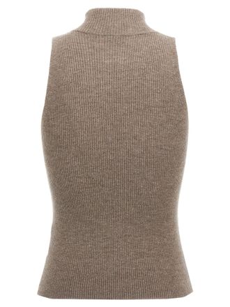 Brunello Cucinelli Womens Brown Cashmere Sleeveles Sweater Clothing