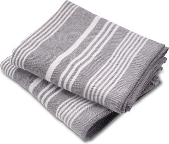 Cuisinart Fouta Küchentücher mit antimikrobieller Garnfarbe, 40 x 70 cm, dunkel Grey Stripe, 2er-Set