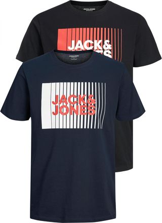 Jack & Jones Herren JJECORP Logo Tee Play SS O-Neck 2PK MP 12285348, Navy Blazer/Navy Blazer + Blac, XXXL