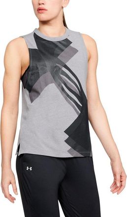 Under Armour Womens Muscle Tank Overlay Logo, Steel Light Heather, X-Large