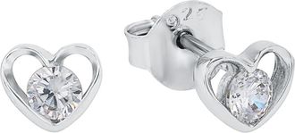 Amor Ohrstecker 925 Sterling Silber, 375 Gold Damen Ohrschmuck, Gold, Silber, mit Zirkonia, Kommt in Schmuck Geschenk Box