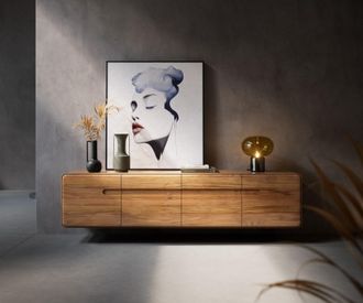 DELIFE Lowboard Anaya 200 cm Akazie Natur 4 T&uuml;ren Schwebend, Lowboards