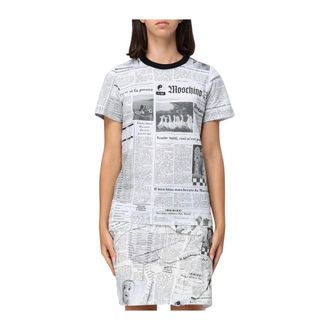 Moschino T-shirt en coton avec logo - Femme - Robes - Blanc - Taille: 40 FR