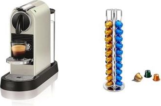 Nespresso DeLonghi EN167.W Citiz Kaffeekapselmaschine, Hochdruckpumpe & EXZACT Kaffeekapselhalter kompatibel (40 x Kapseln)