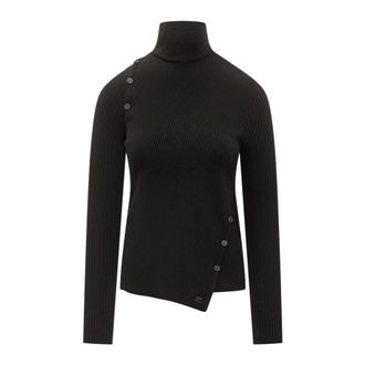Courr&egrave;ges Oblique Buttoned Sweater - - Knitwear - Damen - Schwarzk - M