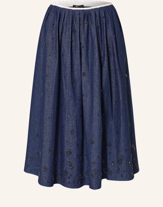 Maje Jeansrock Mit Pailletten blau