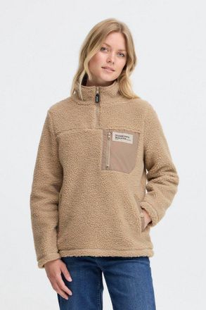 Oxmo Pl&uuml;schjacke OXAbby Gem&uuml;tliche Pl&uuml;schjacke mit Paspeltaschen