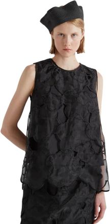 Meimeij Femme, Blouses et Chemises, Noir, Taille: 46 FR Blouse &Eacute;vas&eacute;e Trap&egrave;ze