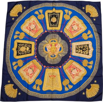 Herm&egrave;s T&uuml;cher & Schals - Hermes Classic Poste et Cavalerie Silk Carre 90 - Gr. unisize - in Blau - f&uuml;r Damen