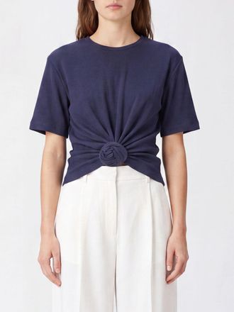 Magda Butrym T-shirt en coton stretch avec fleur appliqu&eacute;e et ourlet &agrave; nouer