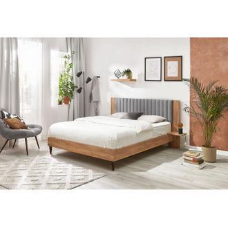 BOBOCHIC Bobochic - Lit selena avec lattes massives pieds en bois weng&eacute; 160x200 Gris clair