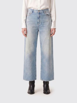 Golden Goose Jean taille haute &agrave; jambe large en denim de coton