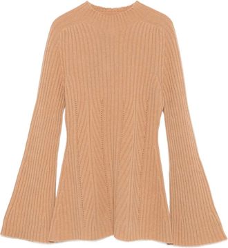 Twin-Set Gerippter Pullover mit Glocken&auml;rmeln - Braun