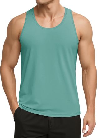 KEFITEVD Herren Unterhemden Ärmelloses Shirt Funktionsunterhemd Atmungsaktiv Graugrün Sport Tops für Sommer Freizeitkleidung XXL