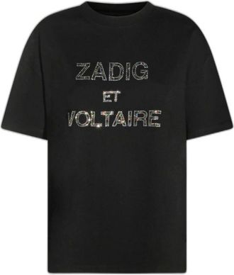 Zadig&Voltaire T-shirt Edwin Logo Orn&eacute; - Femme - Tops - Noir - Taille: 34/36 FR