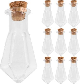 Amosfun Mini-Glasflaschen Mit Korkstopfen 10 St&uuml;Ck Kleine Fl&auml;Schchen F&uuml;R Diy Bastelarbeiten Und Miniaturwelt Puppenhaus Dekoration