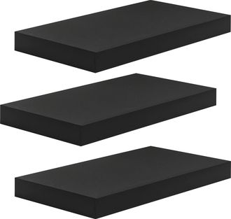 Woltu 3X Schweberegale Wandregal Wandboard B&uuml;cherregal aus MDF Holz, 3er Set Weiss/Schwarz (Schwarz, 70cm)