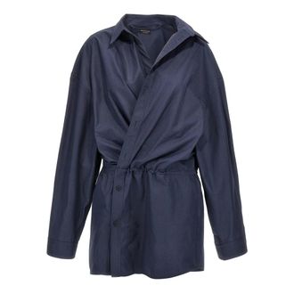 Balenciaga Stile Camicia Mini Kleid - - Blouses & Shirts - Damen - Blau - XS