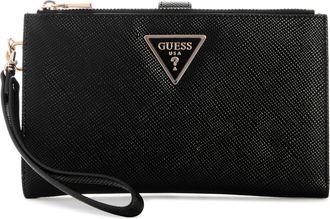 Guess Damen Laurel Ii Wallet mit Doppeltem Rei&szlig;verschluss, Organizer-Geldb&ouml;rse, Schwarz