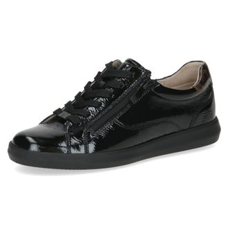 Caprice Caprice Damen Sneaker flach aus Leder zum Schn&uuml;ren, Schwarz (Black Naplak), 42 EU
