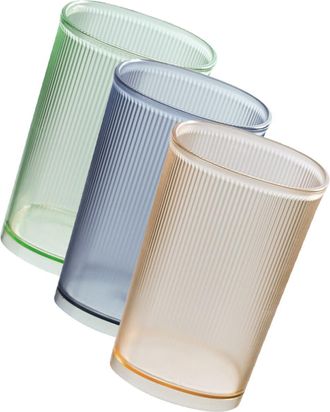 PartyKindom 3 St&uuml;ck Zahnb&uuml;rstenhalter Becher aus Transparentem mit Streifenmuster Wiederverwendbare Mundsp&uuml;lbecher f&uuml;r Badezimmer Praktischer Aufbewahrungsbecher 