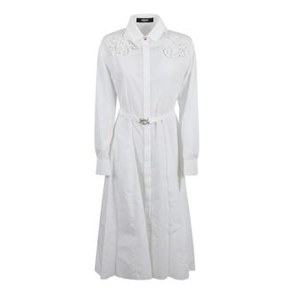 Versace Femme, Robes, Blanc, Taille: 38 FR Cotton-Poplin Shirtdress