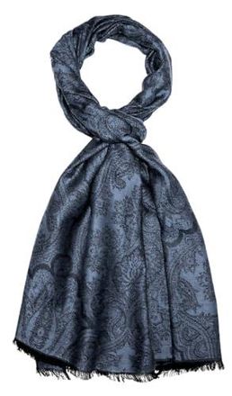 Lorenzo Cana Lorenzo Cana 7873511 &Eacute;charpe pour homme en 100 % coton fibre naturelle Motif cachemire Noir Gris Bleu 70 cm x 180 cm