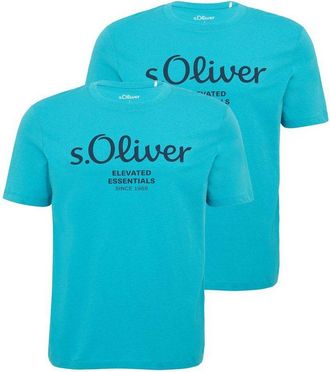 s.Oliver T-Shirt Big Size (2-tlg) Rundhals, kurzarm, Logo-Aufdruck