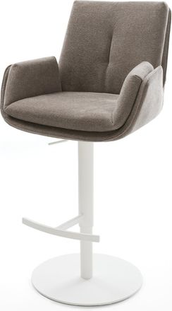DELIFE Barstuhl Clea-Flex Strukturstoff Soft Taupe Drehfu&szlig; h&ouml;henverstellbar Metall Wei&szlig;, Barst&uuml;hle