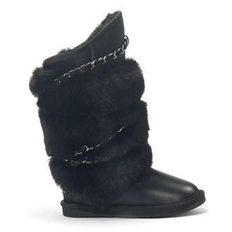 Australia Luxe Hohe schwarze Satinstiefel Atilla