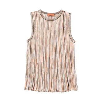 Missoni Geripptes- &auml;rmelloses Top mit Pailletten aus Viskose-Mischung - - Tops - Damen - Mehrfarbig - M
