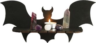 Generico Schwebendes Fledermausregal, gotische Dekoration des Fledermausregals, schwarze Wandregale aus Holz, gruselige Heimdekoration, Badezimmerregale, die L