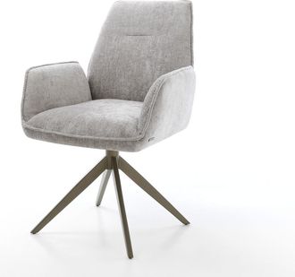 DELIFE Drehstuhl Zoa-Flex Chenille Silbergrau Kreuzgestell breit Effektfinish Titan 360° drehbar Wippfunktion Taschenfederkern, Esszimmerstühle