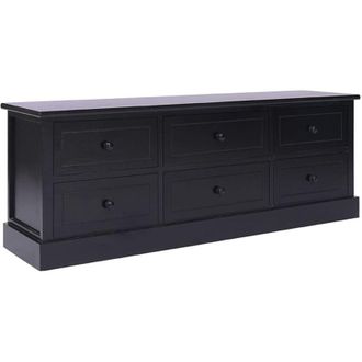 vidaXL Meuble tv Noir 108x30x40 cm Bois de Paulownia solide Vidaxl