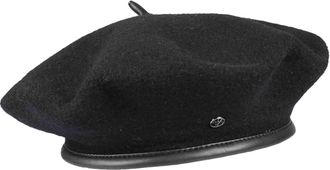Loevenich Baskenm&uuml;tze | 100% Wolle | Kunstlederband | OneSize | Damen | Modischer Klassiker Black
