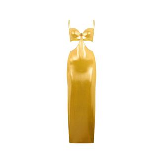 Roberto Cavalli Langes goldenes Satinkleid - - Dresses - Damen - Gelb - L