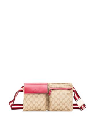 Gucci sac banane GG Canvas Web Double Pocket (2000-2015) - Marron
