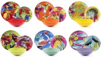 Excelsa Rhapsody Service de vaisselle 18 pièces, porcelaine et Stoneware, décoration multicolore, 6 personnes (Fondines multicolores)