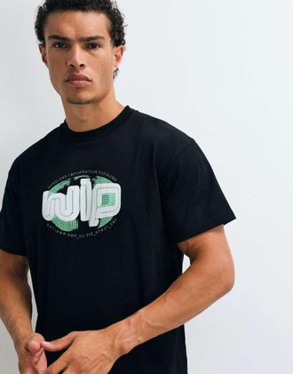 Carhartt Work in Progress T-Shirt mit Wireless-Frontgrafik und WIP-Logo in Schwarz