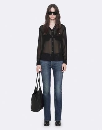 AllSaints Maven Military-Hemd in transparentem Schwarz