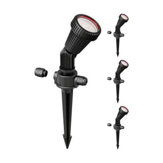 LEDs Com 4 Stück Gartenstrahler mit Erdspieß PIRK für außen, schwarz, inkl. GU10 LED (warmweiß, 7,6W, je 1103lm, 33°)